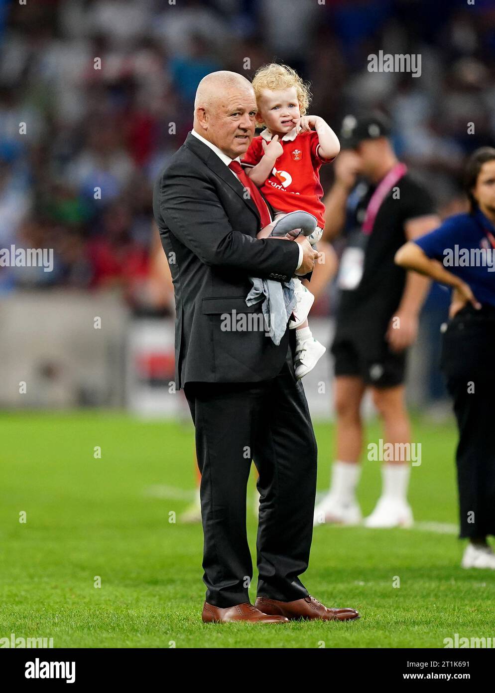 Wales' head coach Warren Gatland on the pitch after the Rugby World Cup ...