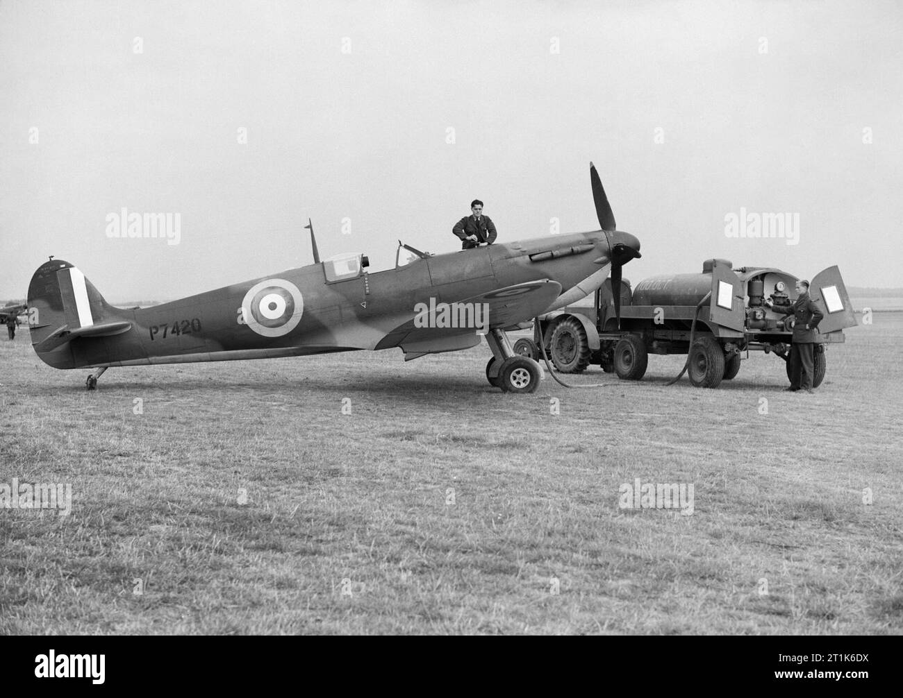 Ground staff refuelling a Supermarine Spitfire Mk IIA of No. 19 ...