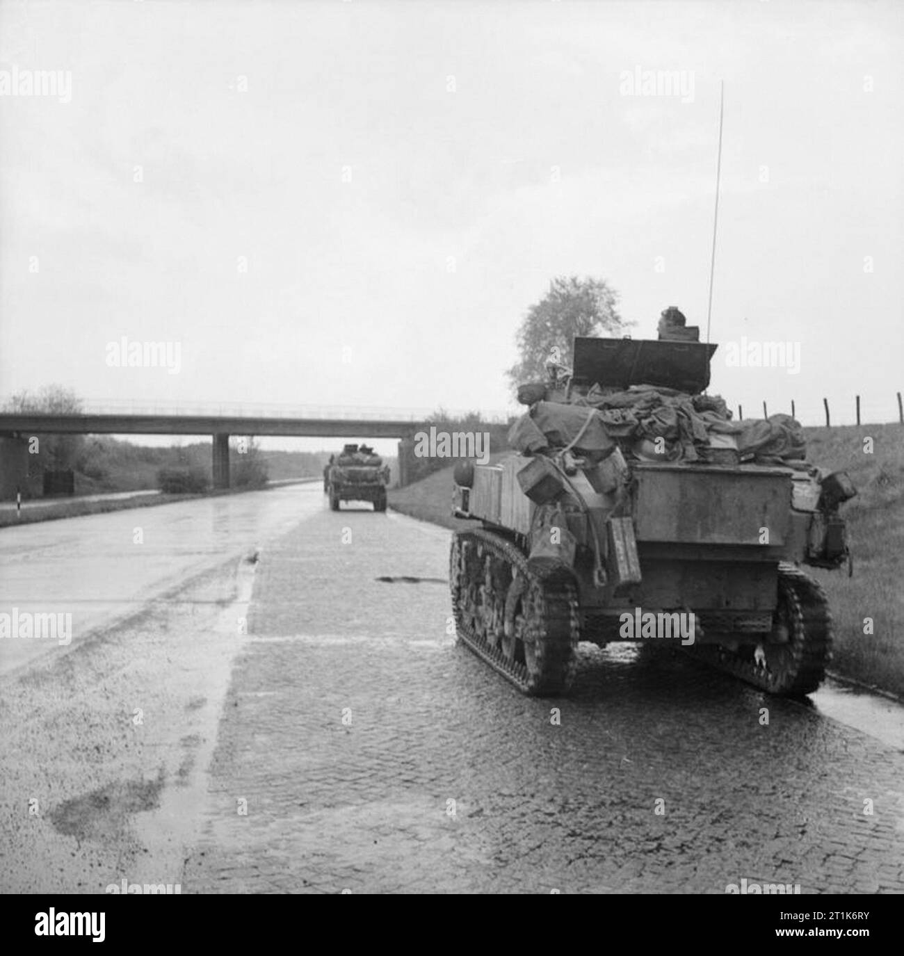 Stuart tanks of 3rd Royal Tank Regiment, 11th Armoured Division, drive ...