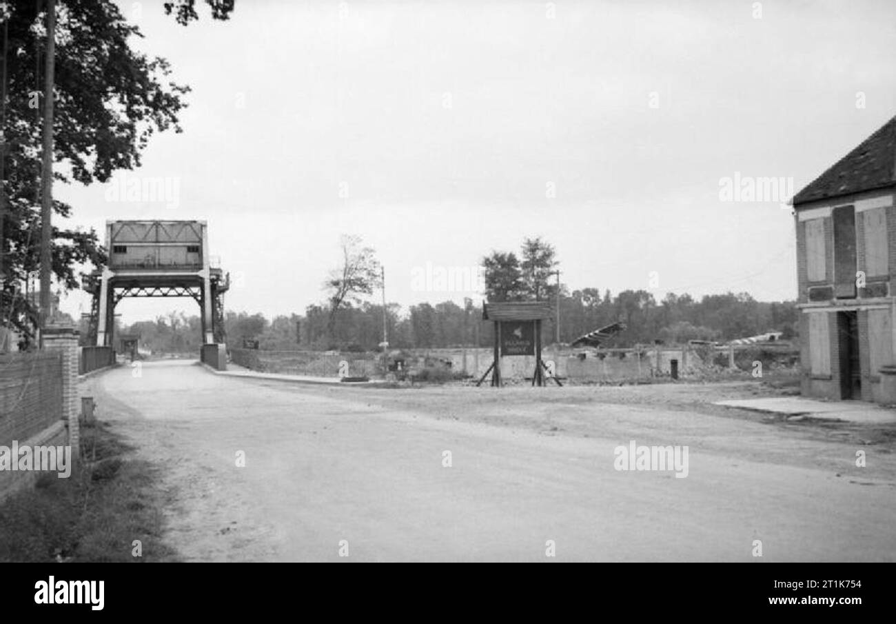 A view of 'Pegasus Bridge' over the Caen Canal at Benouville, 12 July ...