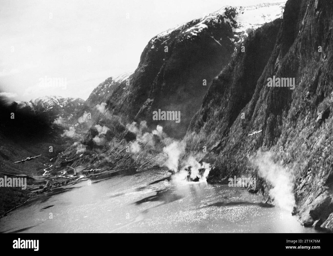 RAF Bristol Beaufighters from the Dallachy Wing attacking enemy vessels ...