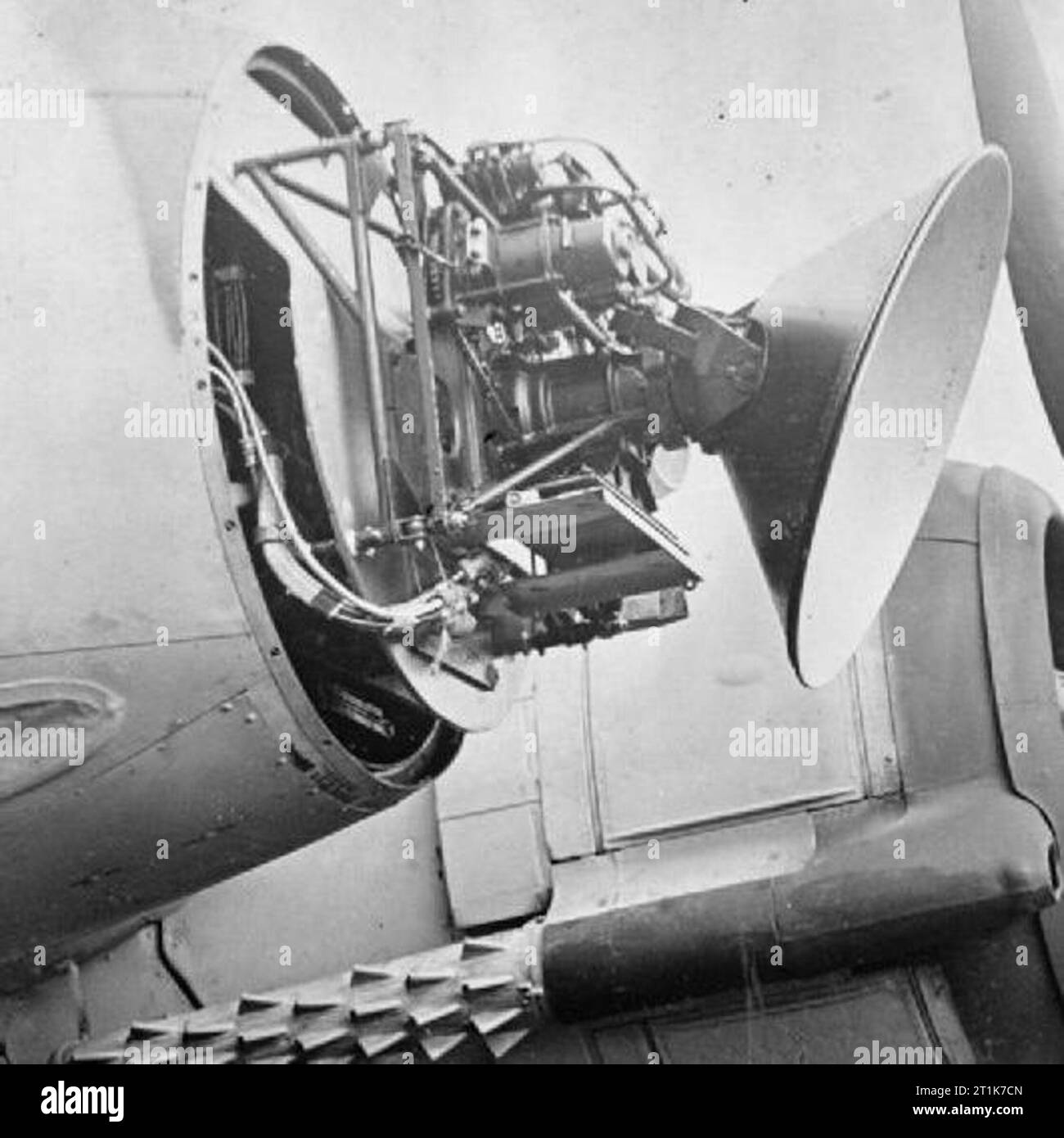 Royal Air Force Radar, 1939-1945. Air Interception radar: AI Mark VIIIA scanner unit mounted on ...