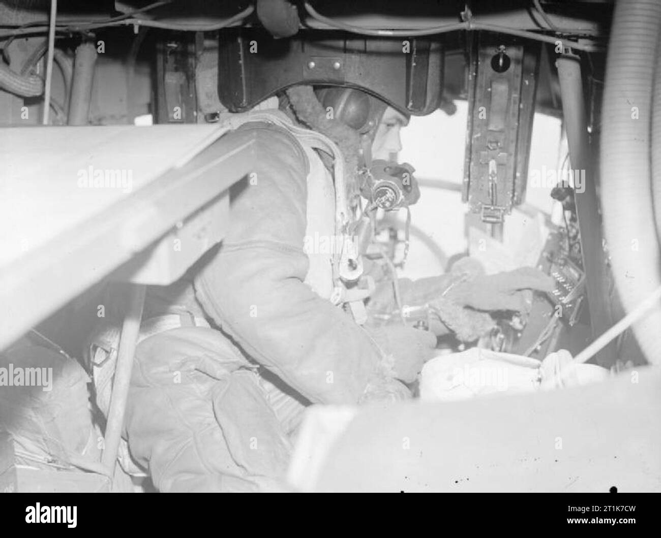Royal Air Force 1939-1945- Bomber Command A bomb aimer demonstrates the ...