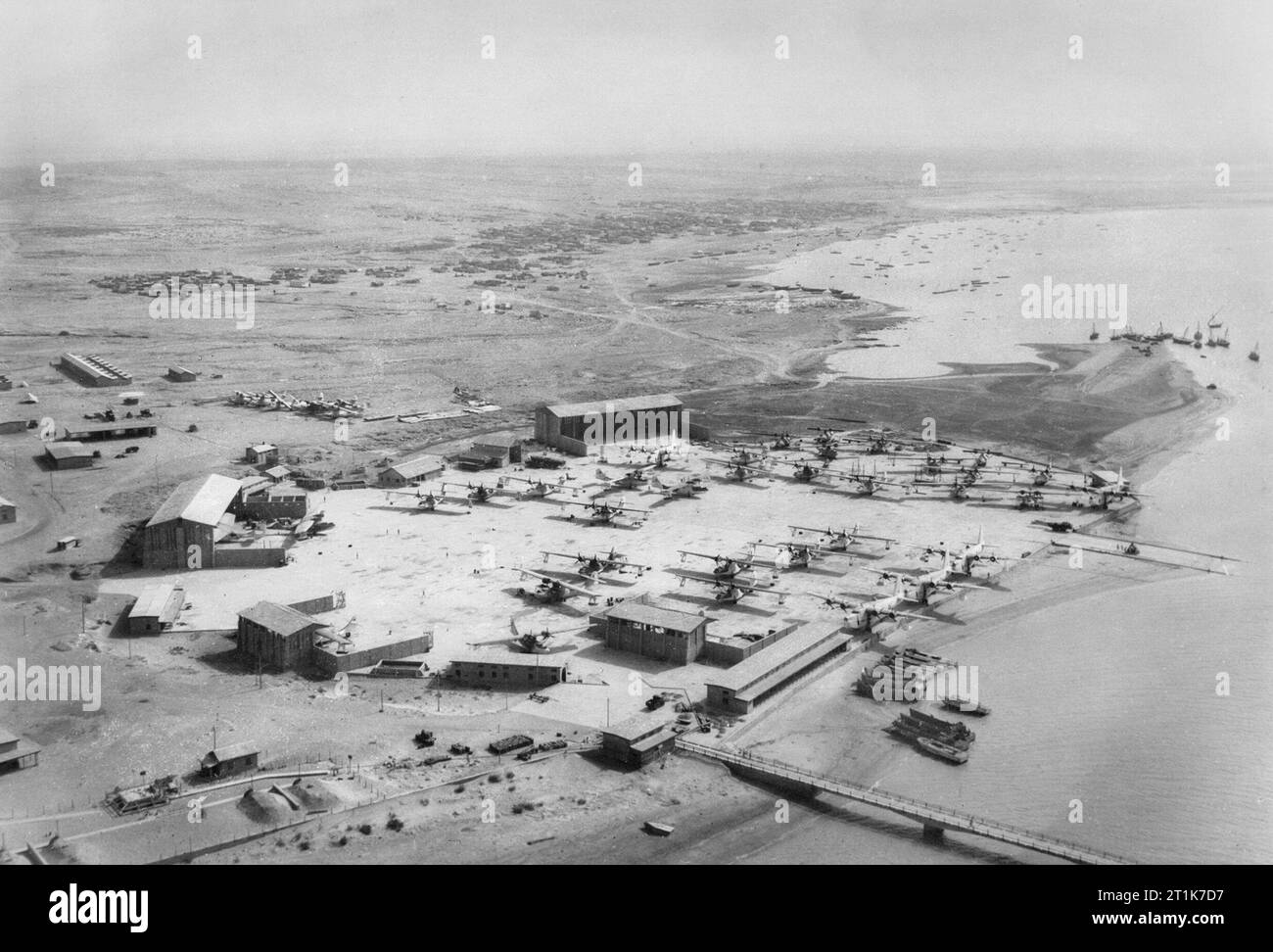 Aerial view of the RAF flying boat base at Korangi Creek, near Karachi ...
