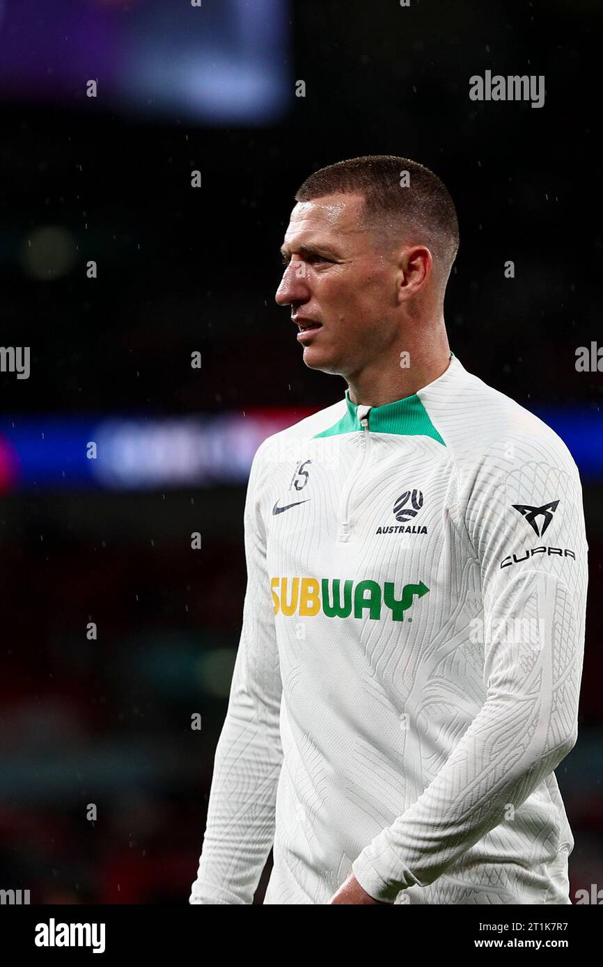 Aziz Behich of Australia warms up during the International Friendly ...