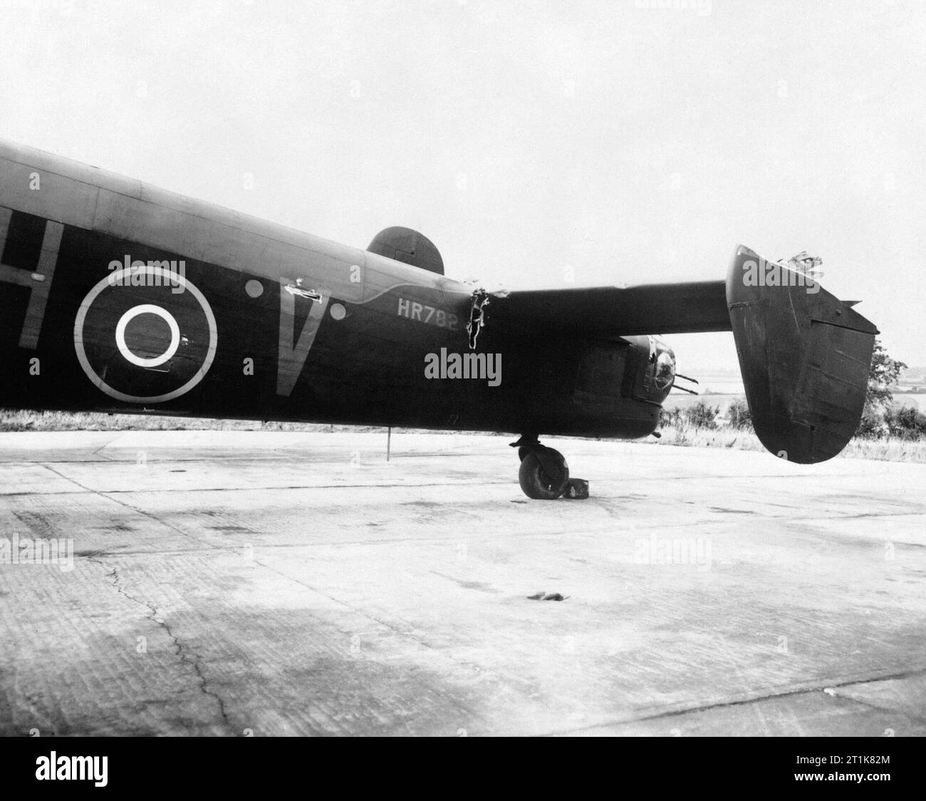 Royal Air Force Bomber Command, 1942-1945. The damaged tail section of ...