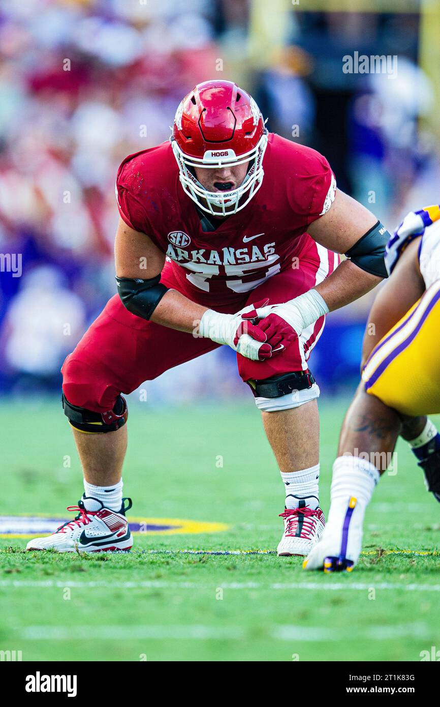 BATON ROUGE, LA - SEPTEMBER 23: Arkansas Razorbacks offensive lineman ...