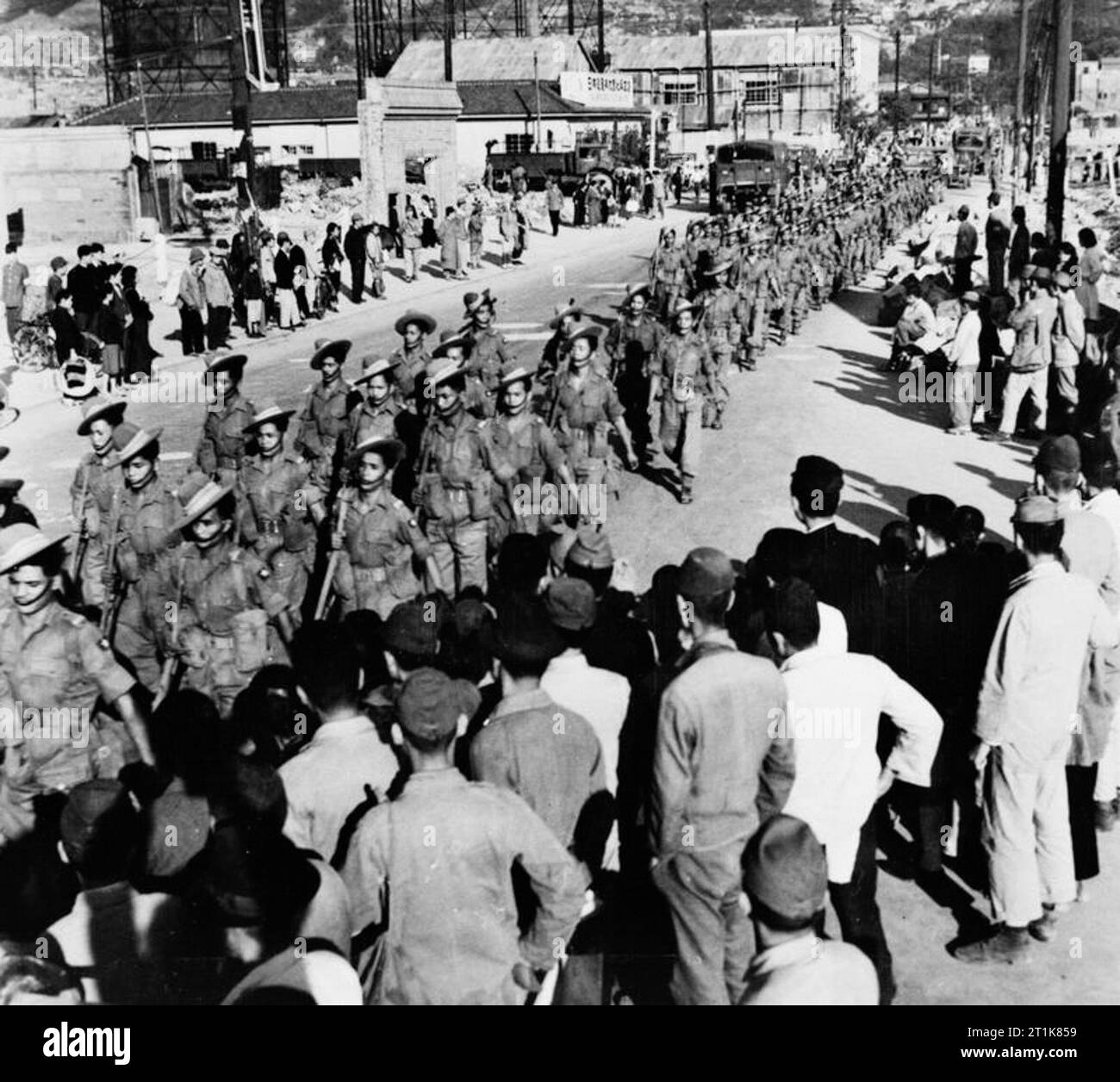 The Allied Occupation of Japan The 2/5th Royal Gurkha Rifles marching ...