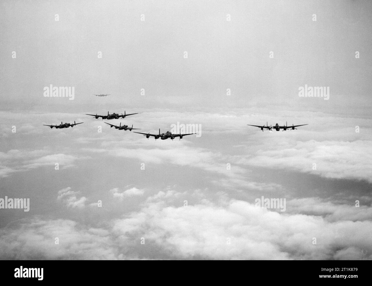 Royal Air Force Bomber Command, 1942-1945. A loose formation of six ...