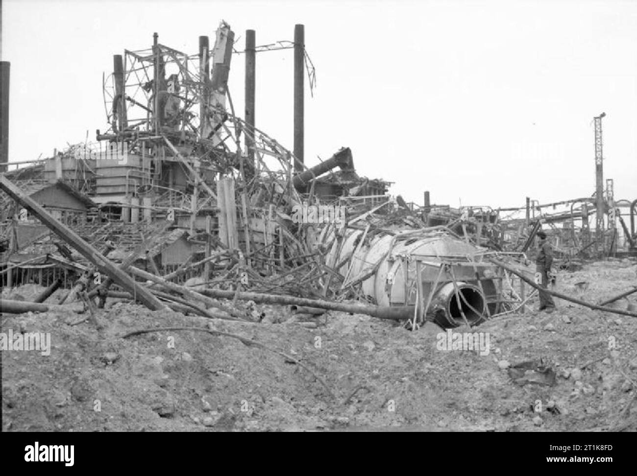 Royal Air Force Bomber Command, 1942-1945. Wrecked distillation plant ...