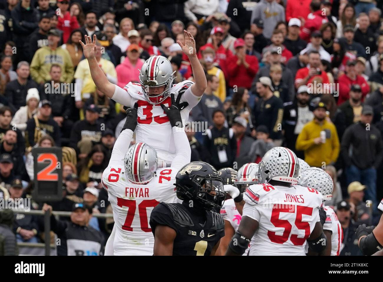 Ohio State quarterback Devin Brown (33) celebrates a touchdown with ...