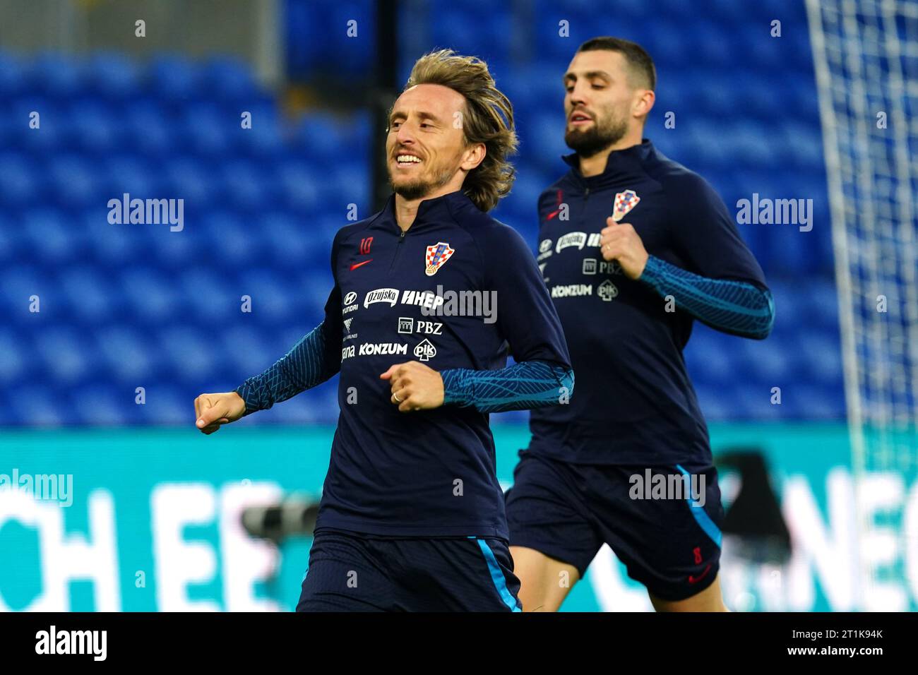 Croatia's Luka Modric (left) and Mateo Kovacic during a training ...