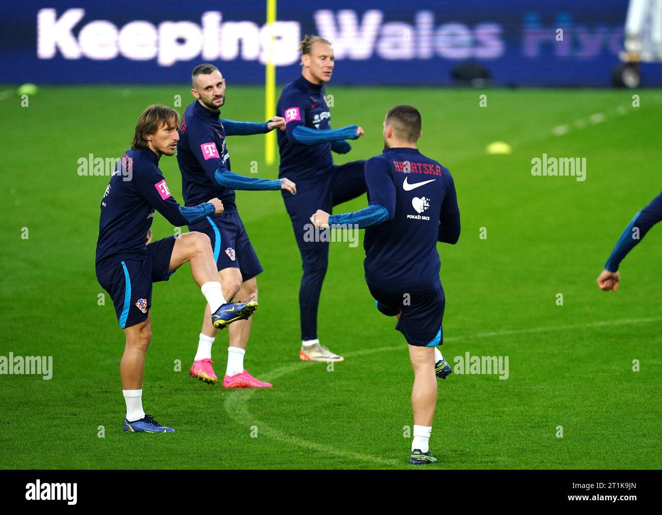 Croatia's Luka Modric (left) and team-mates during a training session ...