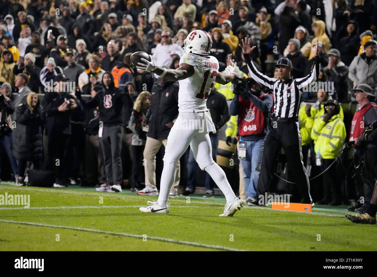 Stanford wide receiver Elic Ayomanor (13) celebrates after making a ...
