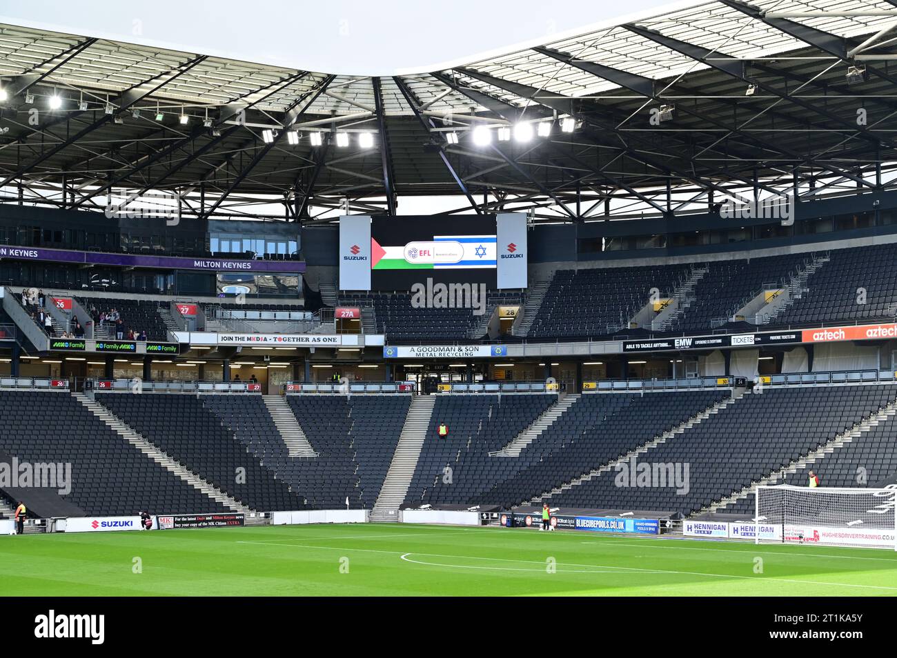 MK Dons football stadium seating Stock Photo - Alamy