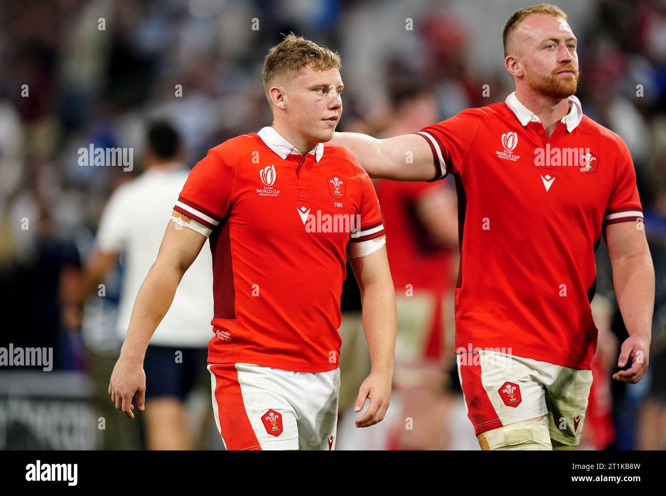 Wales' Sam Costelow (left) and Tommy Reffell after the Rugby World Cup ...