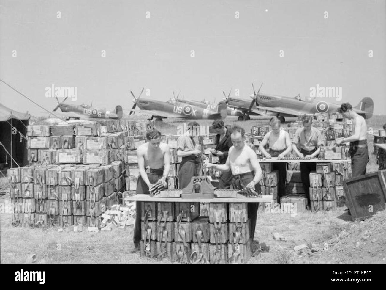 Royal Air Force- 2nd Tactical Air Force, 1943-1945. Armourers preparing ...