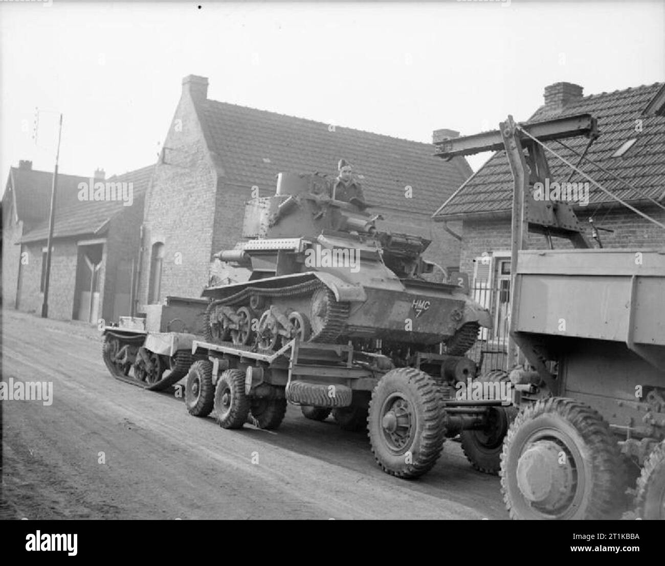 The British Army in France 1939-40 Light Tank Mk VI on board a trailer ...