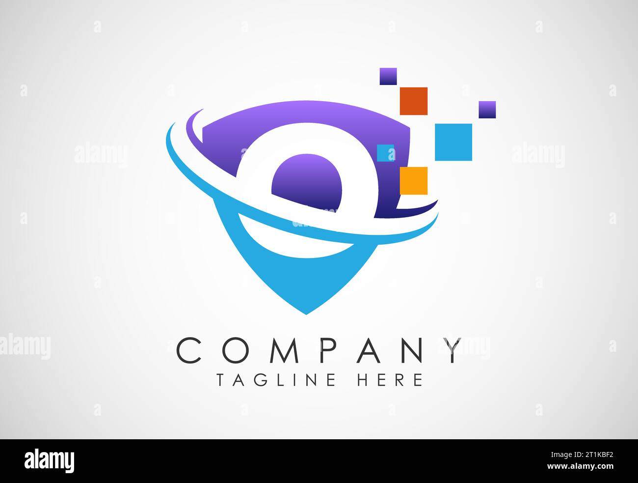 English alphabet with shield, swoosh and data pixel. Creative ...