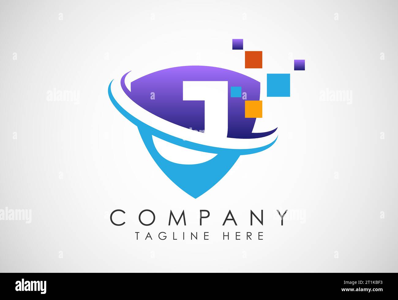 English alphabet with shield, swoosh and data pixel. Creative ...