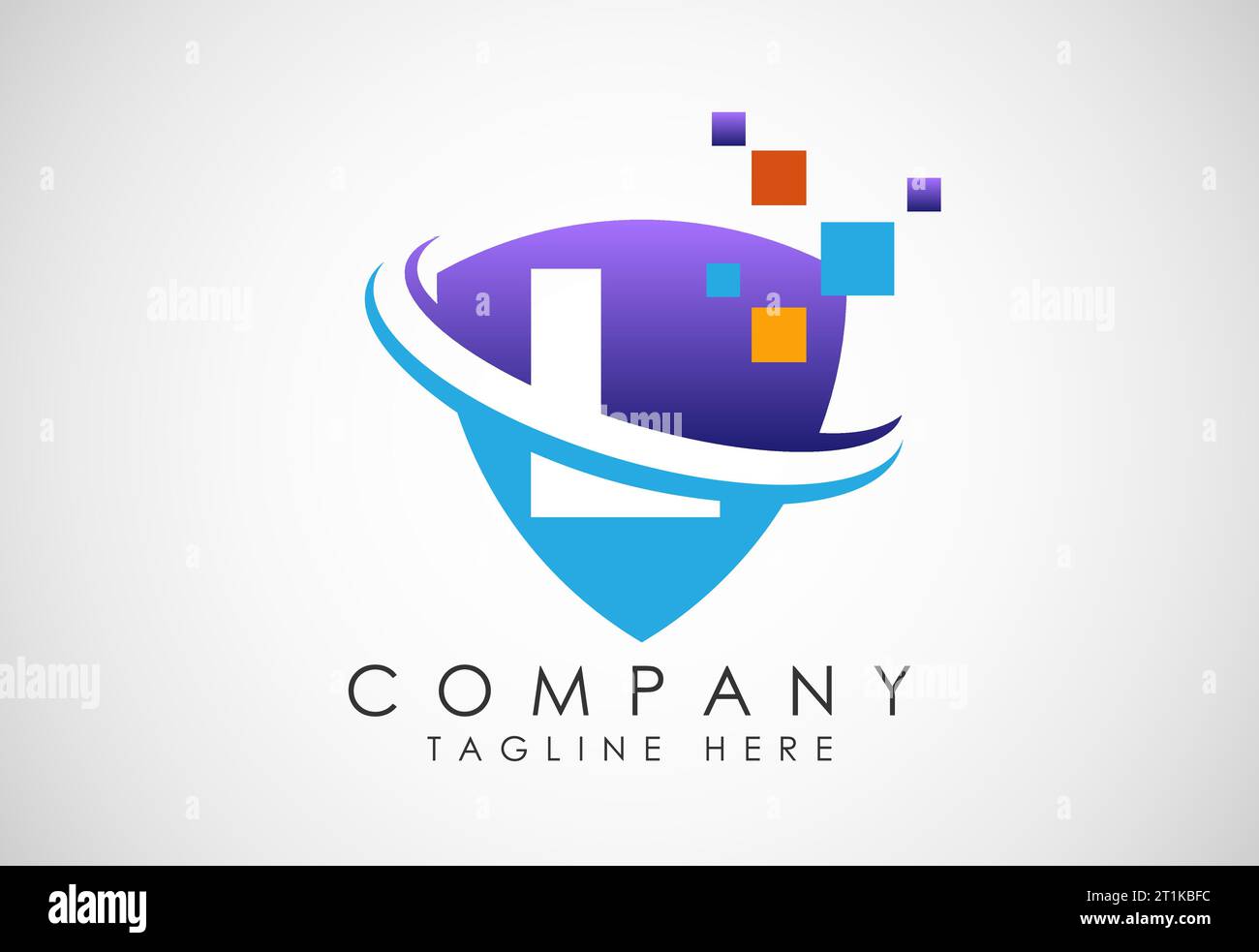 English alphabet with shield, swoosh and data pixel. Creative ...