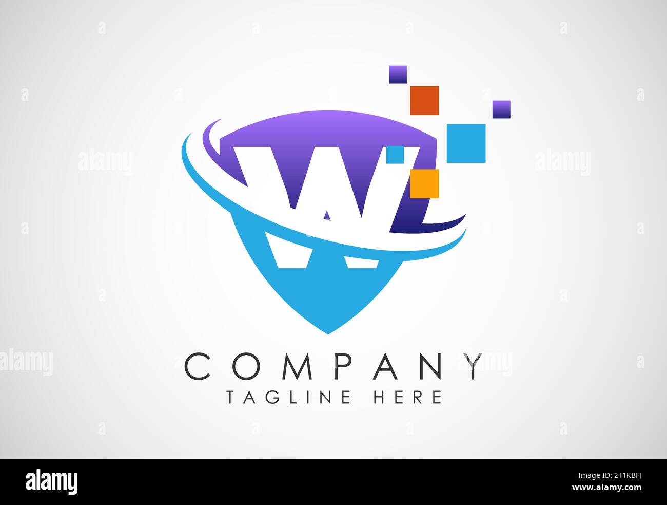 English alphabet with shield, swoosh and data pixel. Creative ...