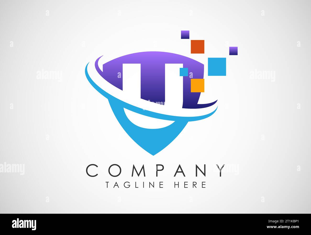 English alphabet with shield, swoosh and data pixel. Creative ...