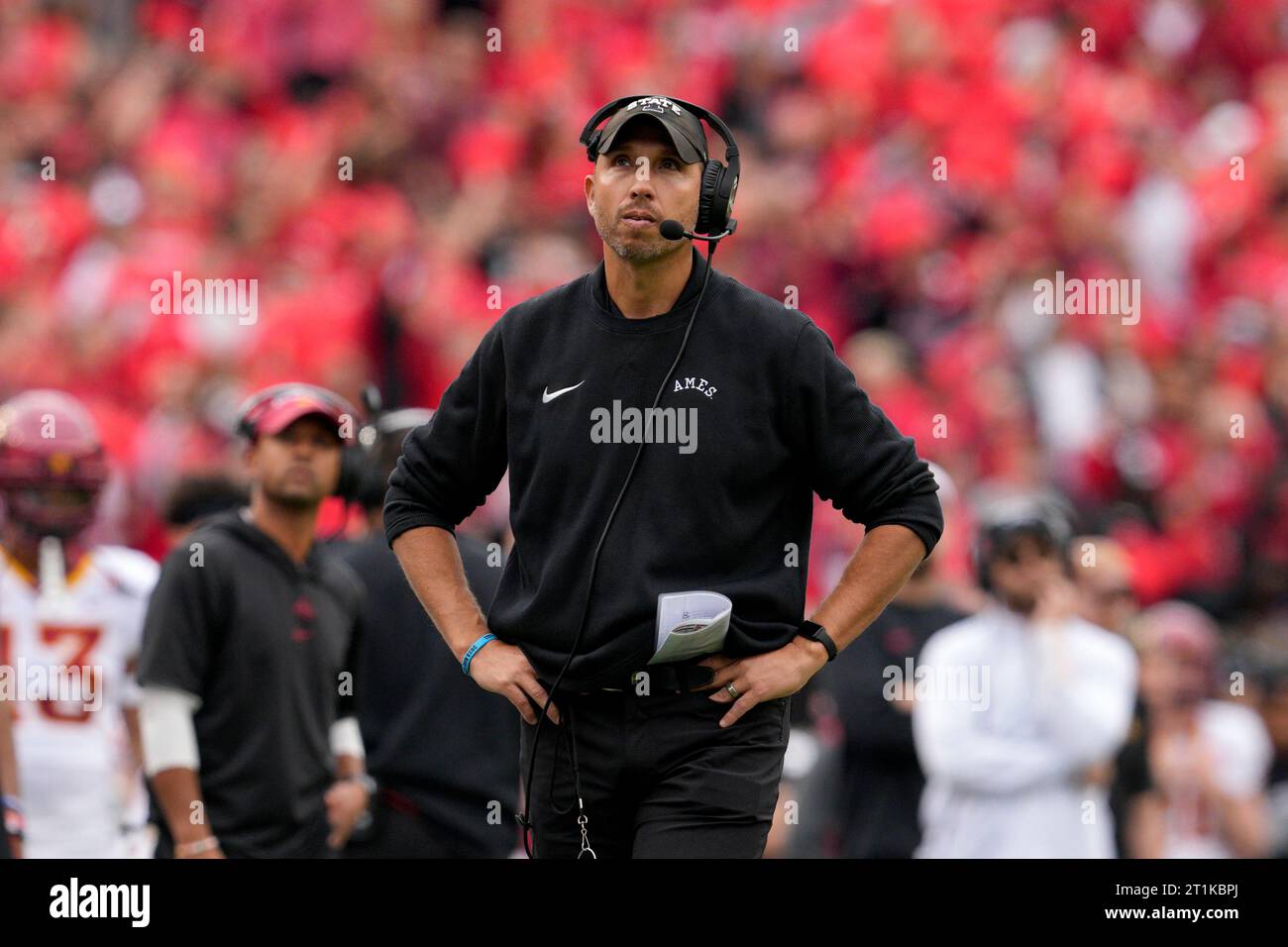 Iowa State head coach Matt Campbell stands on the sidelines during the ...