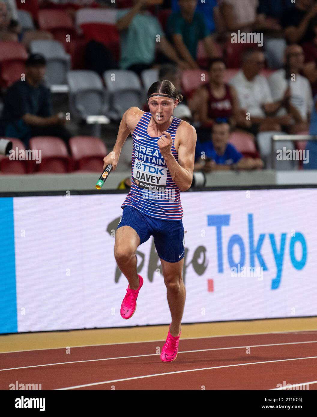 Lewis Davey of Great Britain competing in the mixed 4x400m relay at the ...