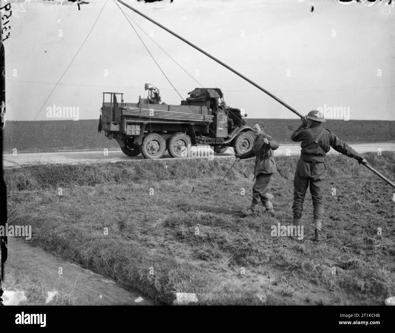 The British Army in France 1940 Royal Corps of Signals troops laying a ...