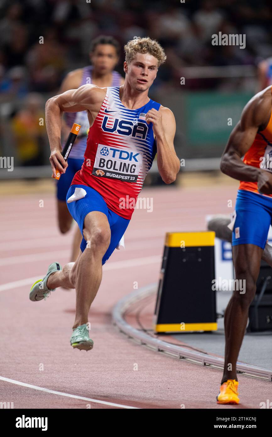 Matthew Boling of the USA competing in the mixed 4x400m relay at the ...