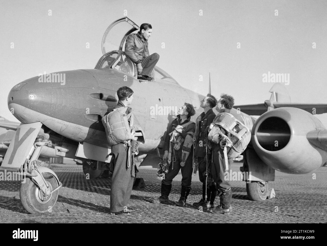 Squadron Leader Dennis Barry (in cockpit) and other pilots of No. 616 ...