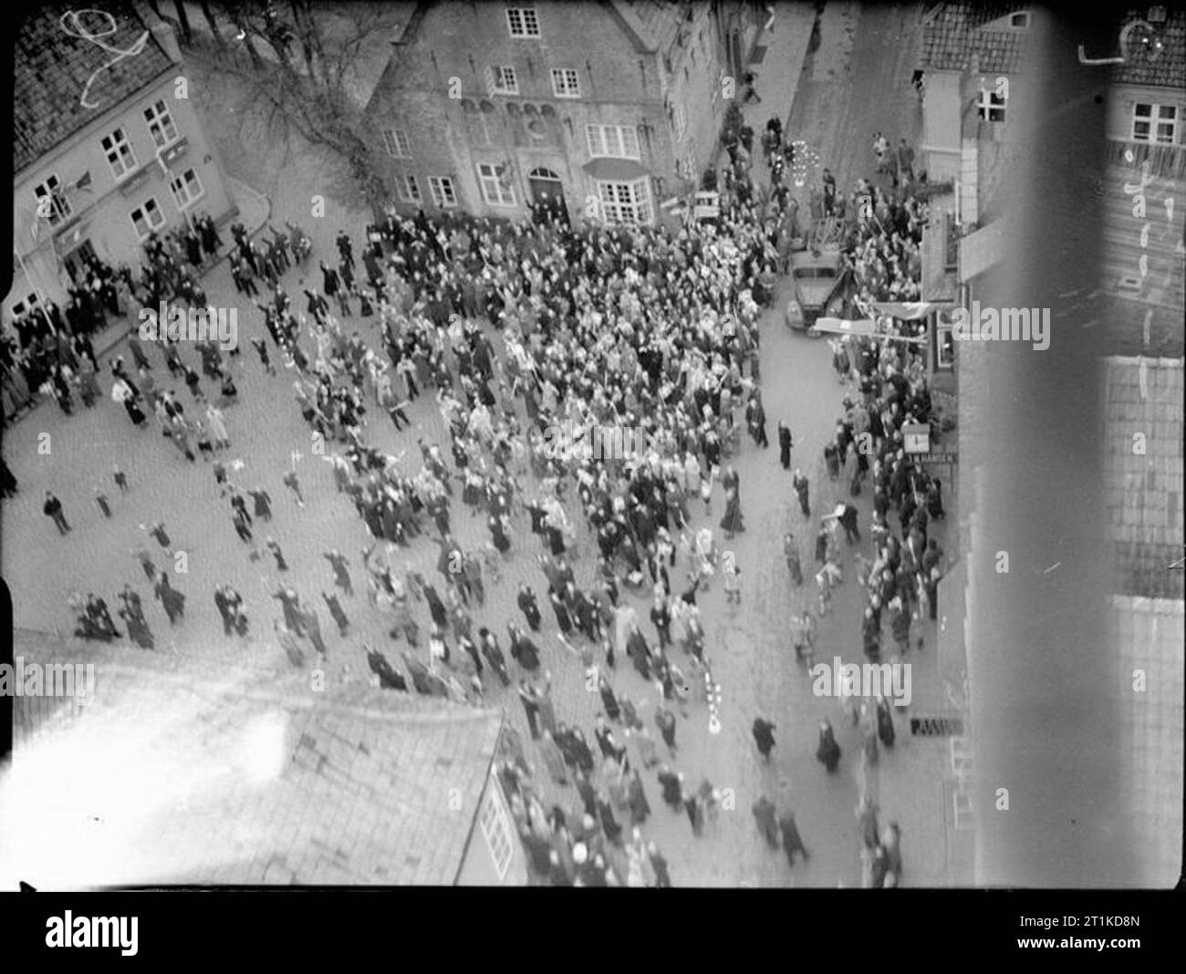 The Liberation of Denmark, May 1945 Danish civilians in Tonder give an ...