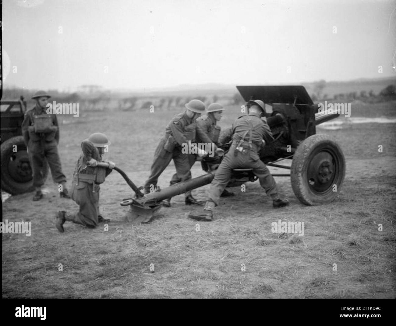 The Royal Air Force Regiment, 1942-1945. Airmen man a 75mm field gun ...