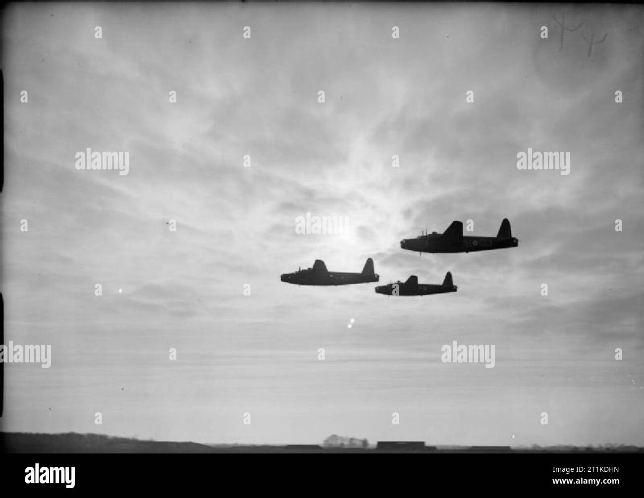Royal Air Force Bomber Command, 1939-1941. Three Vickers Wellington ...