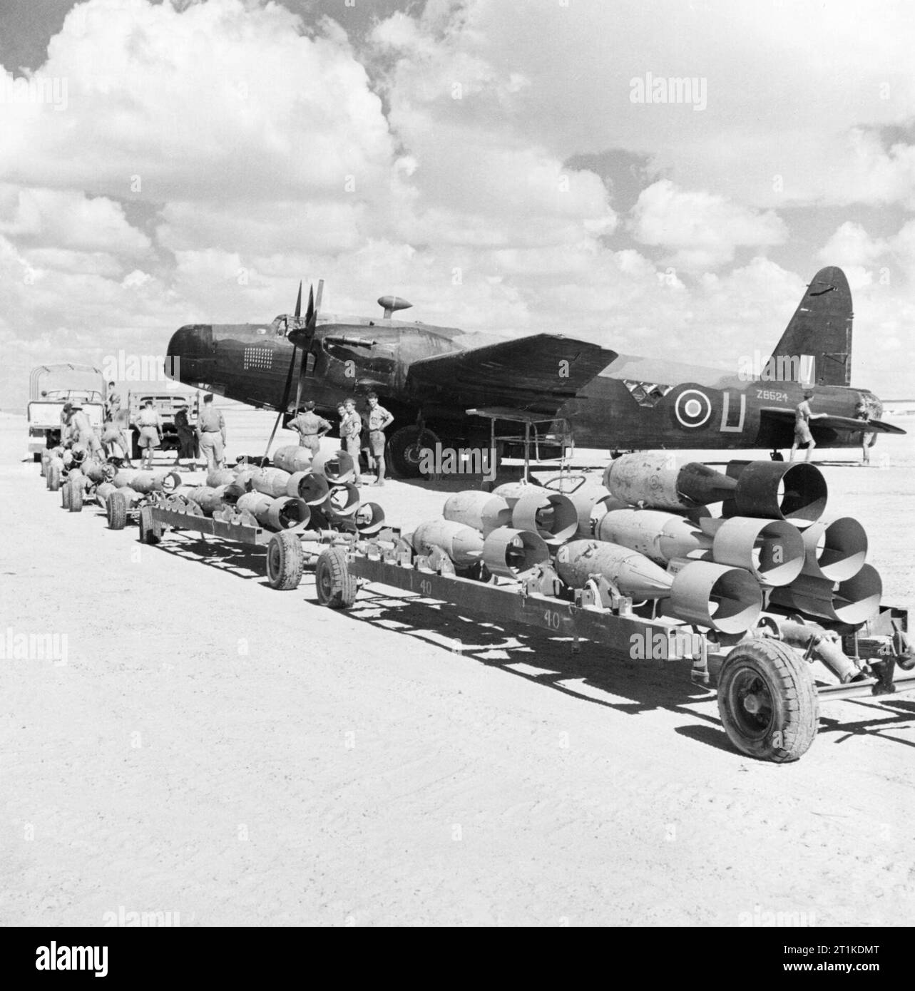 Vickers Wellington Mk II of No. 104 Squadron RAF, about to be loaded ...
