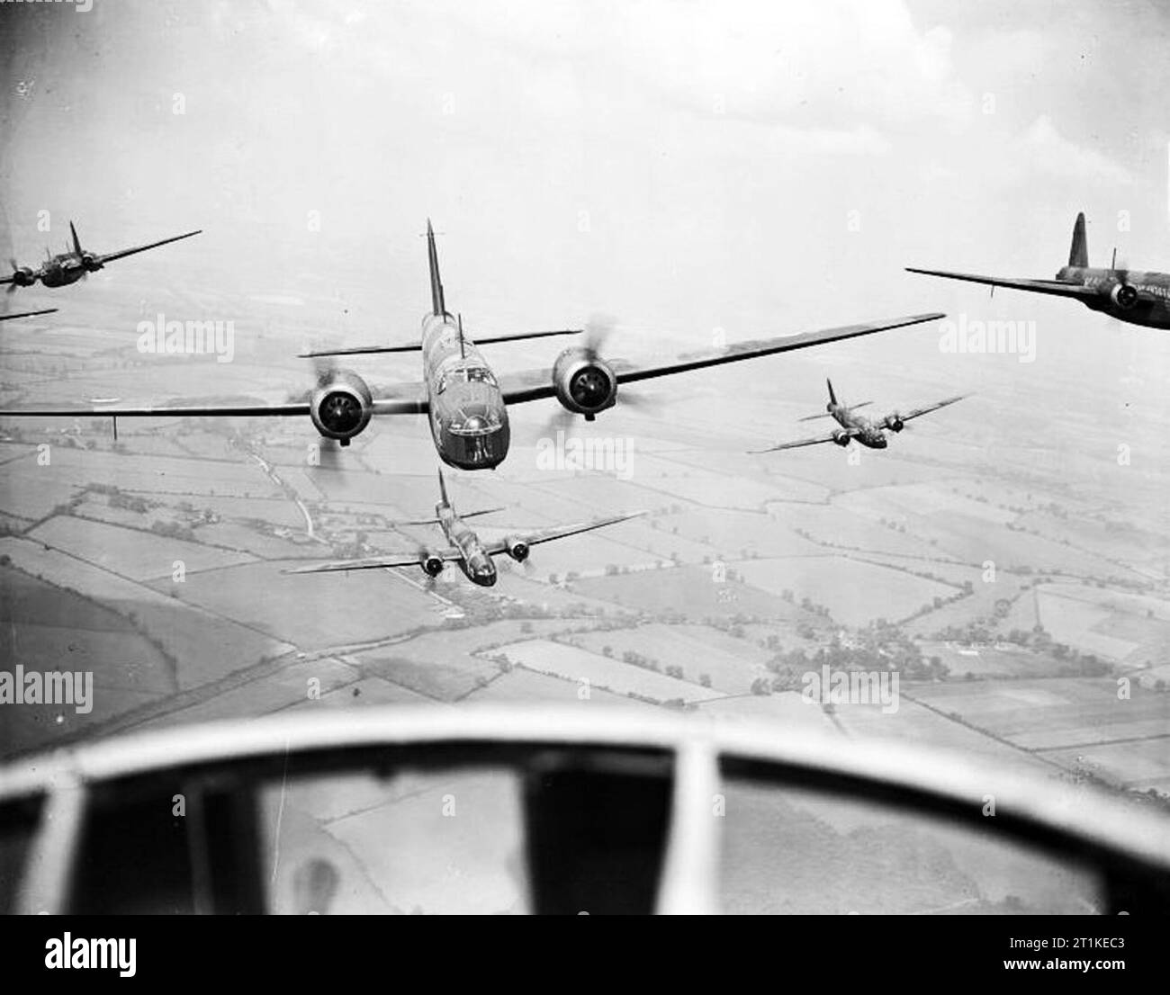 9 Squadron RAF Vickers Wellingtons flying in formation in WW2 Stock ...