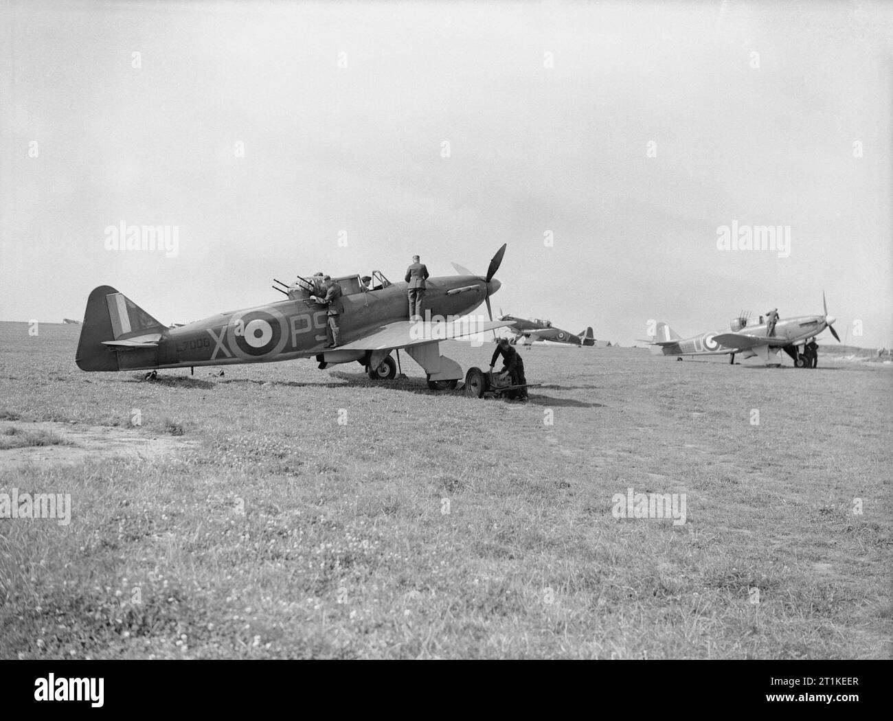 Boulton Paul Defiants of No. 264 Squadron RAF being prepared for take ...