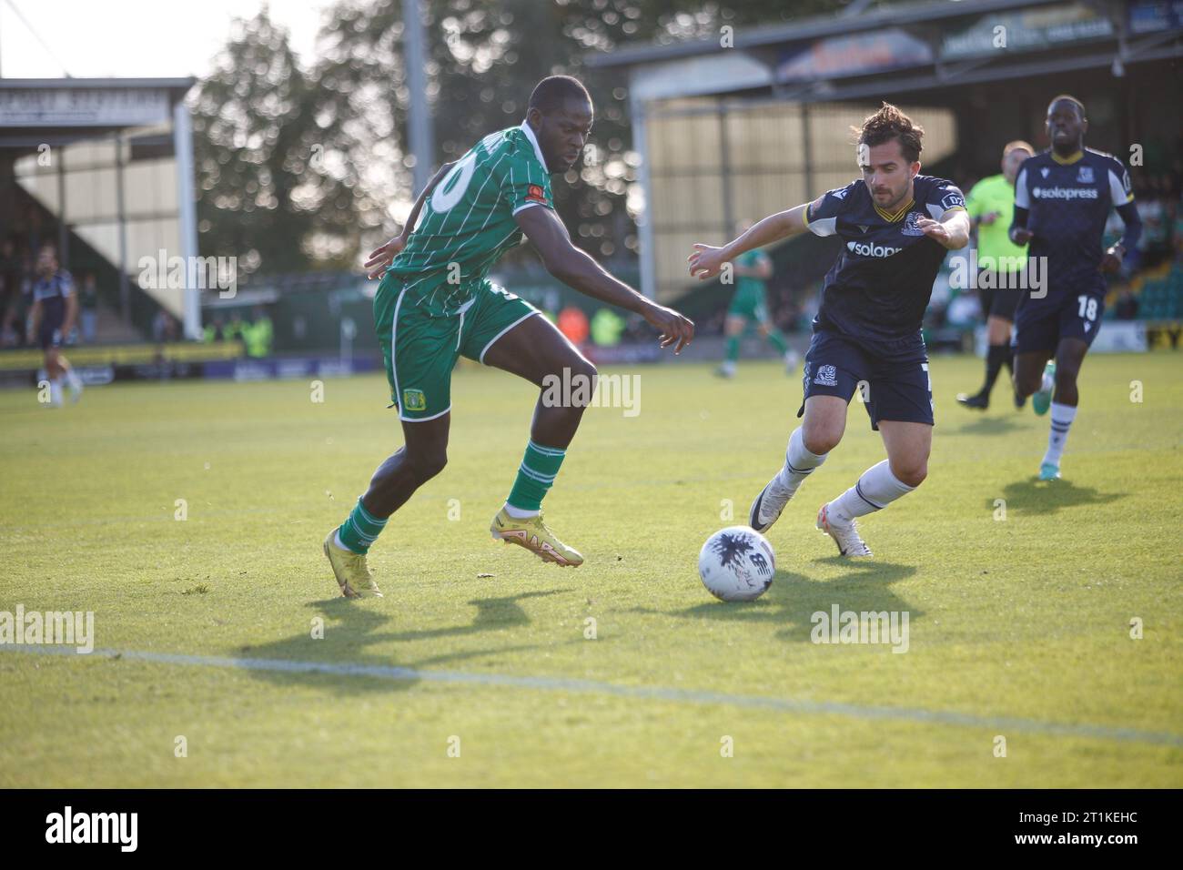 Frank Nouble of Yeovil Town and Jack Bridge of Southend United during ...