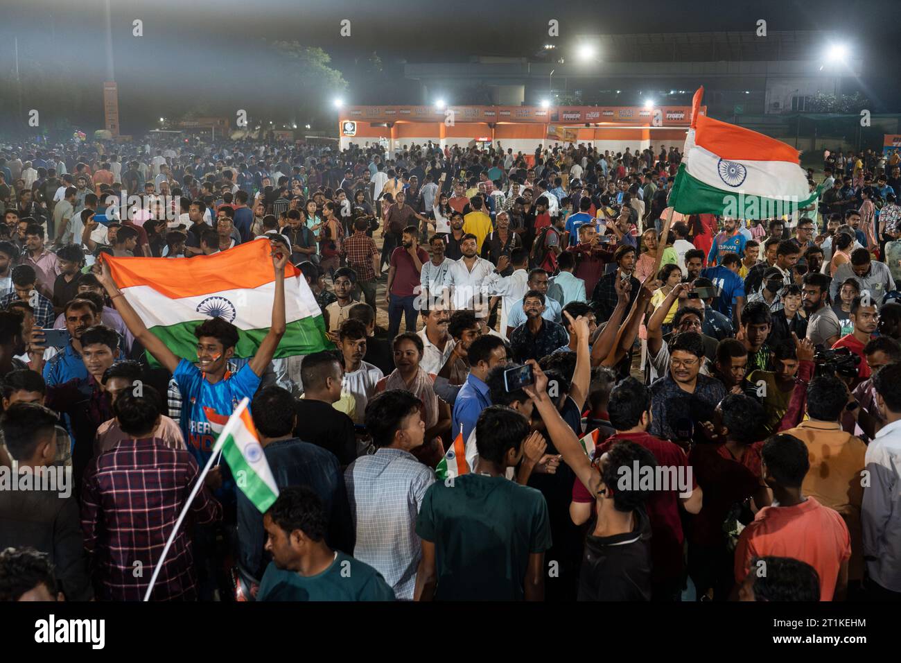 Indian Cricket fans cheers as they watch the 2023 ICC Men's Cricket ...