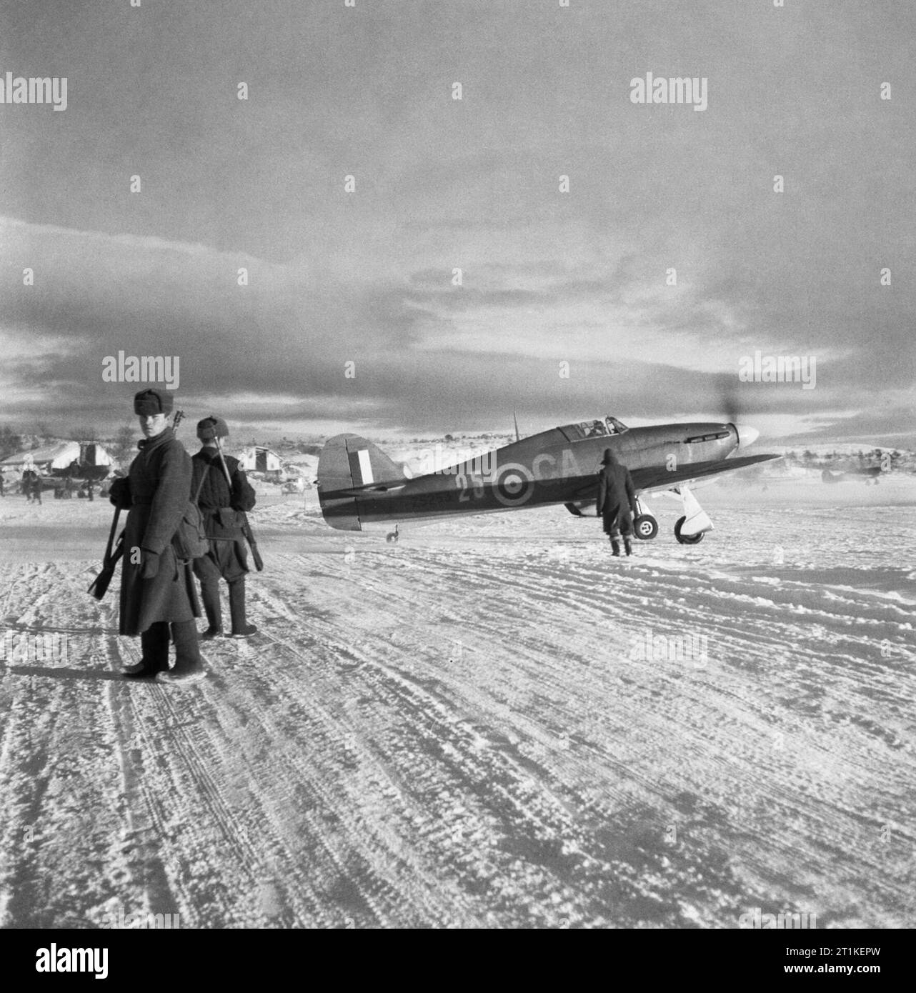 A Hawker Hurricane Mk IIB of No. 134 Squadron RAF taxies out past ...
