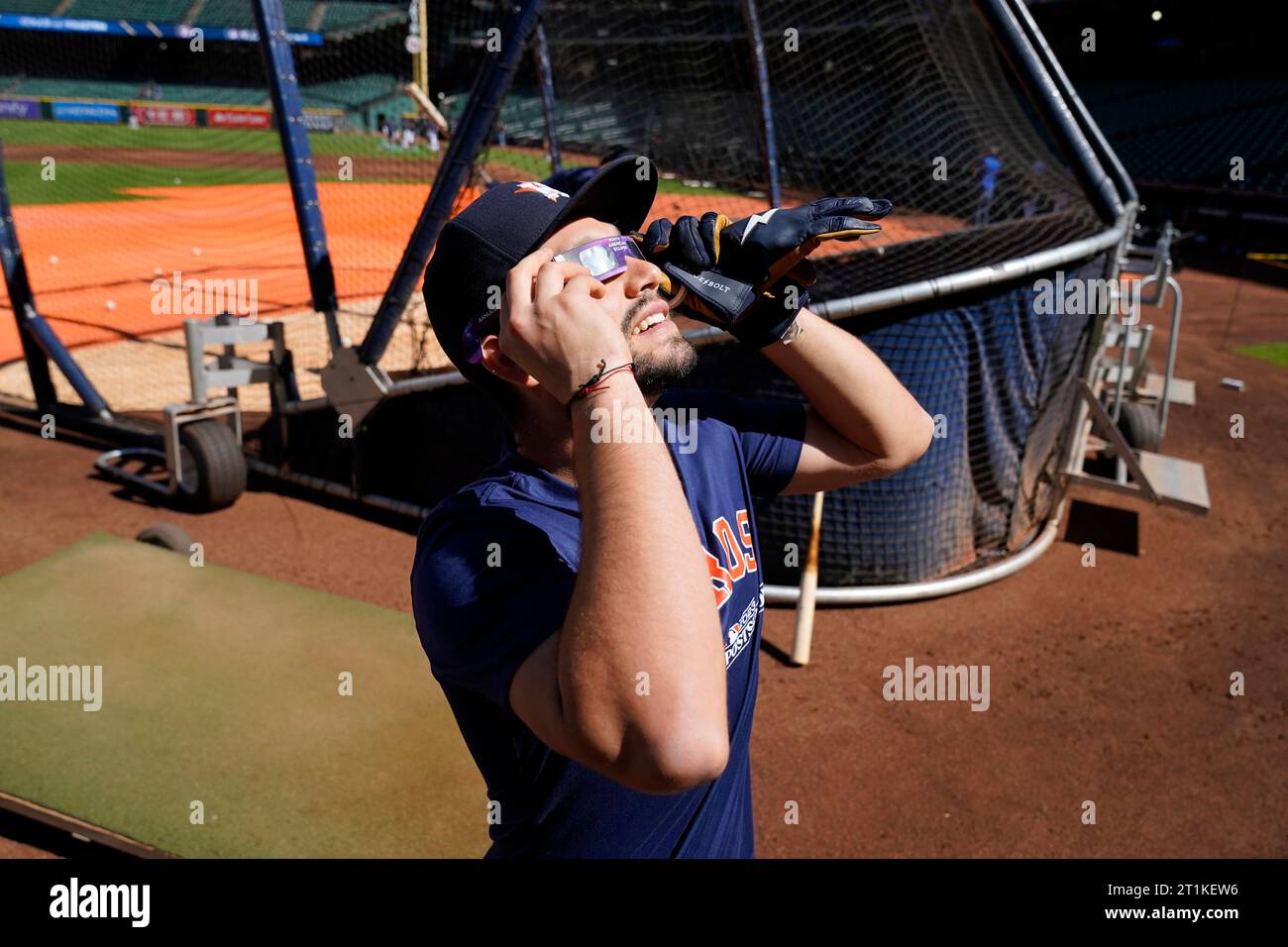 Houston Astros catcher Cesar Salazar baseball practice in Houston ...