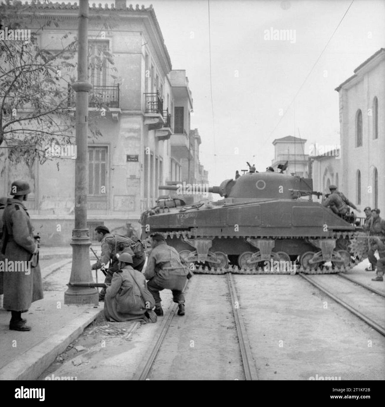The British Army in Greece 1944 Sherman tanks and troops from 5th ...
