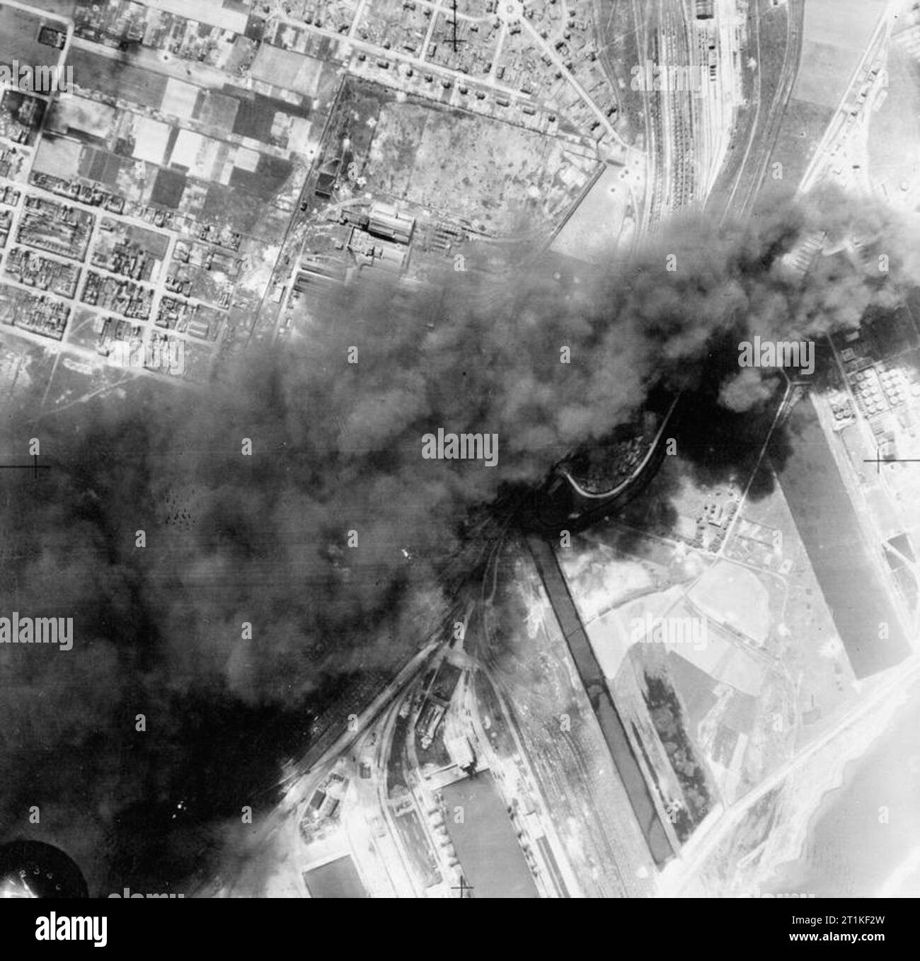Dunkirk and the Retreat From France 1940 Aerial view of burning oil ...