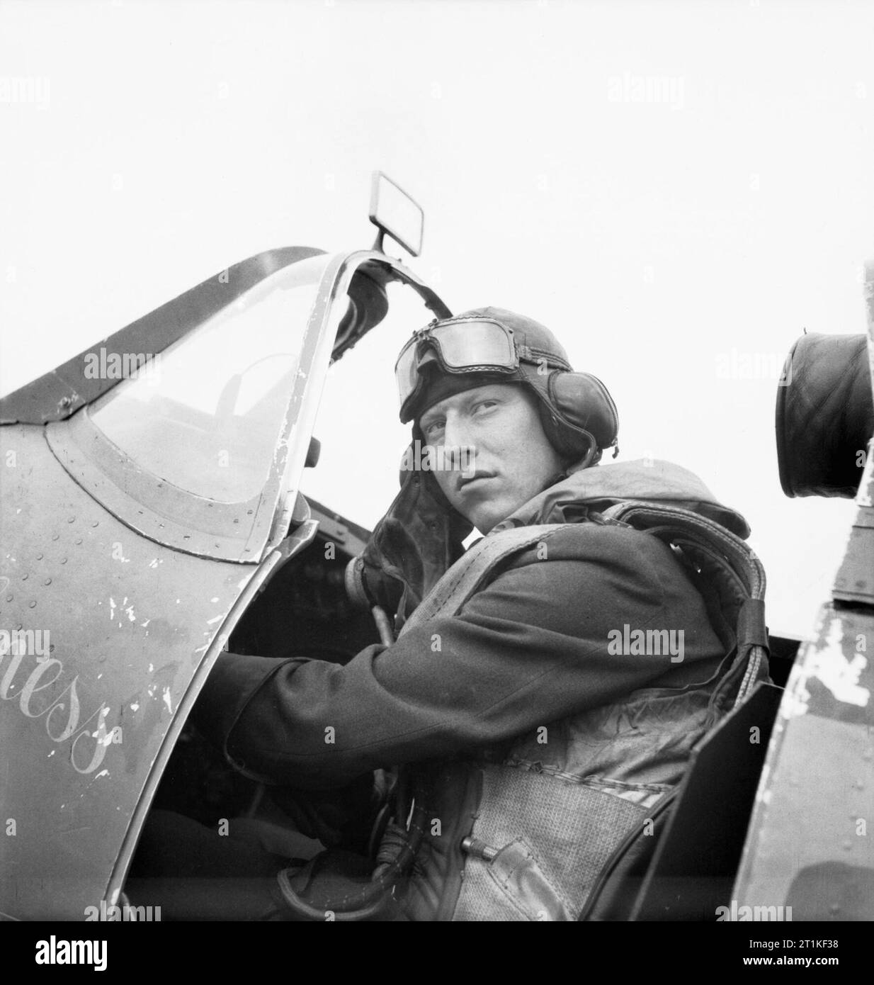 Flight Lieutenant J H 'Ginger' Lacey of No. 501 Squadron RAF, in the ...