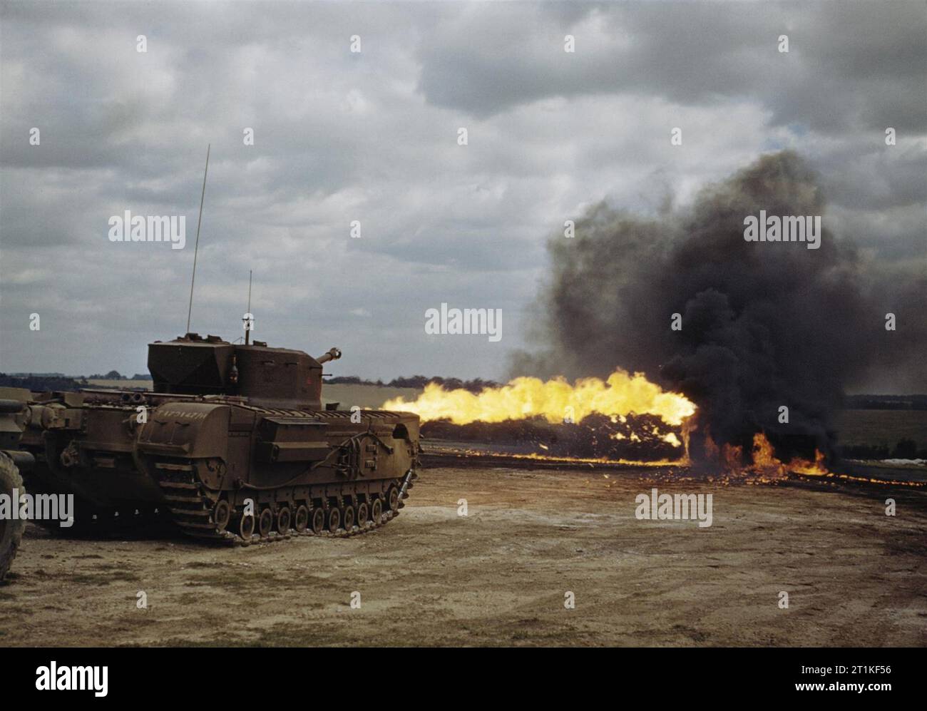 Flamethrowers in Action, August 1944 A Churchill tank fitted with a ...