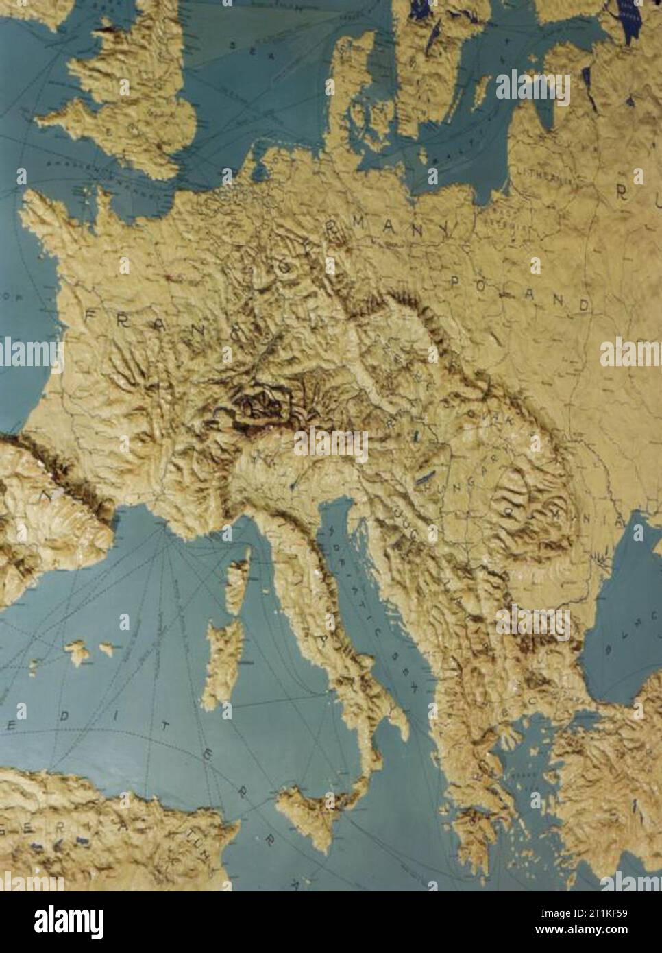 Europe during the Second World War Contour map of Europe - central and ...