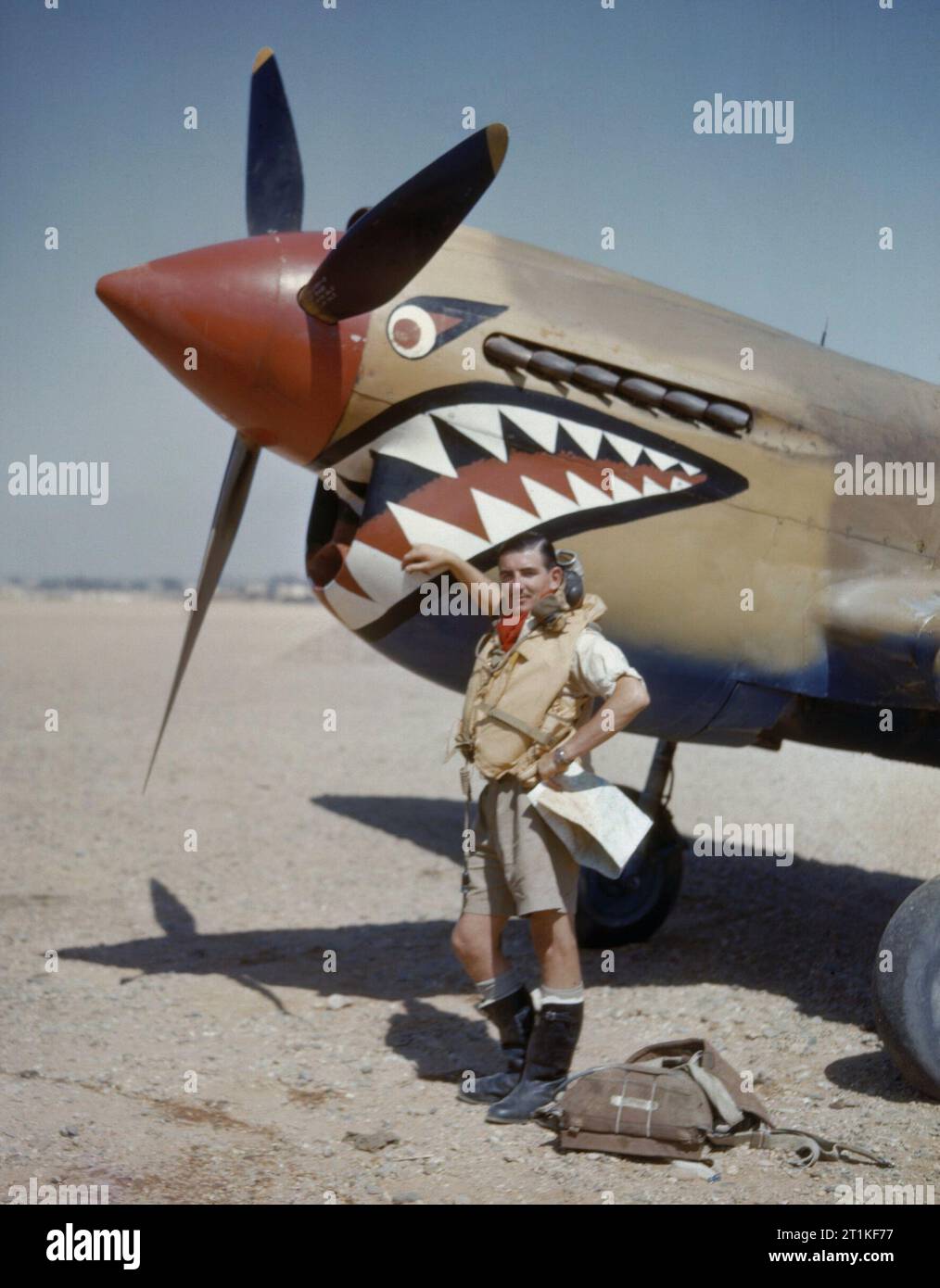 Flight Lieutenant A R Costello of No. 112 Squadron standing by his ...