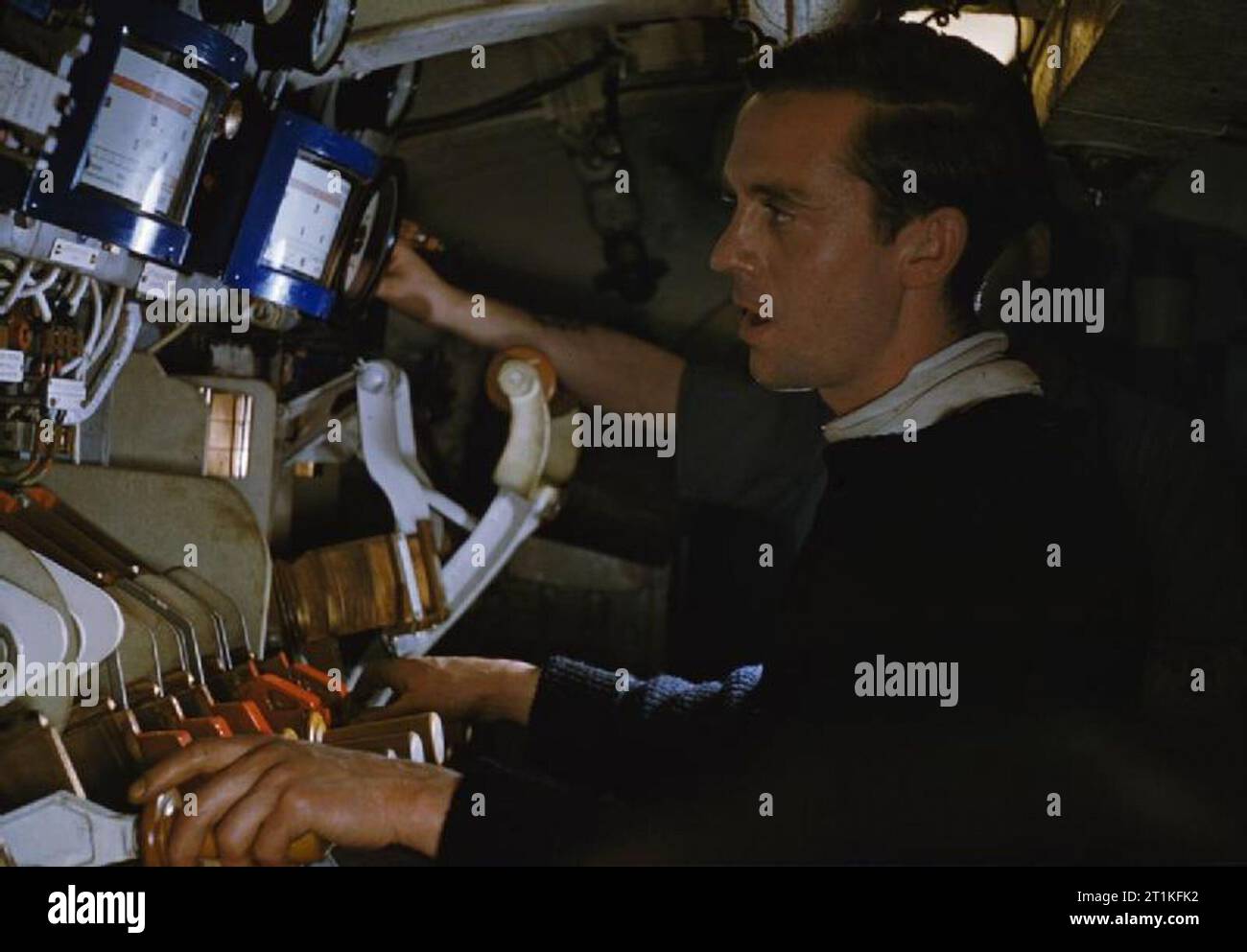 On Board Hm Submarine Tribune, 1942 Ratings working the starboard ...