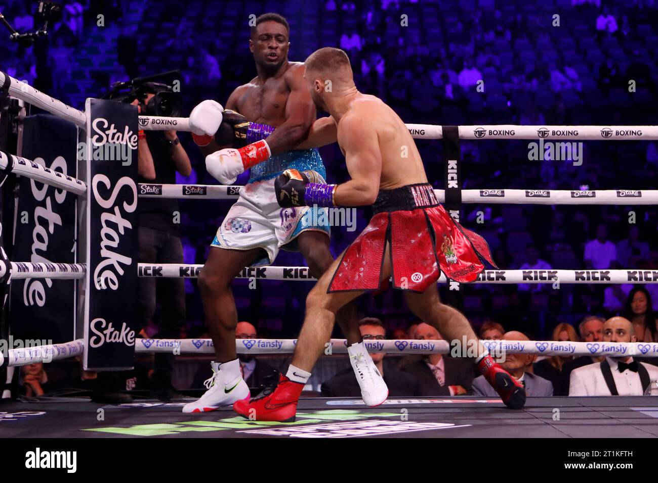 Swarmz (left) and Ed Matthews in action in the Middlewight fight during ...